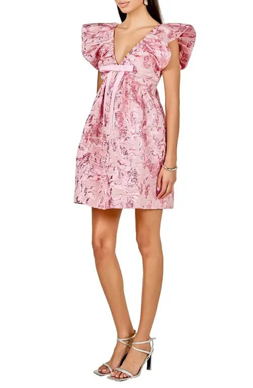 Endless Rose Jacquard A-line Mini Dress With Bow