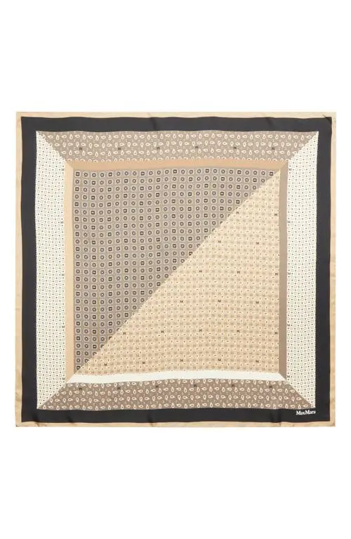 Max Mara Paisley Monogram Silk Square Scarf - Beige