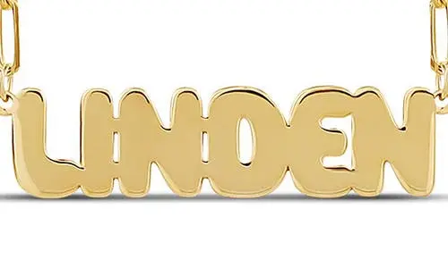 SHYMI Bubble Letter Script Pendant Necklace - Gold