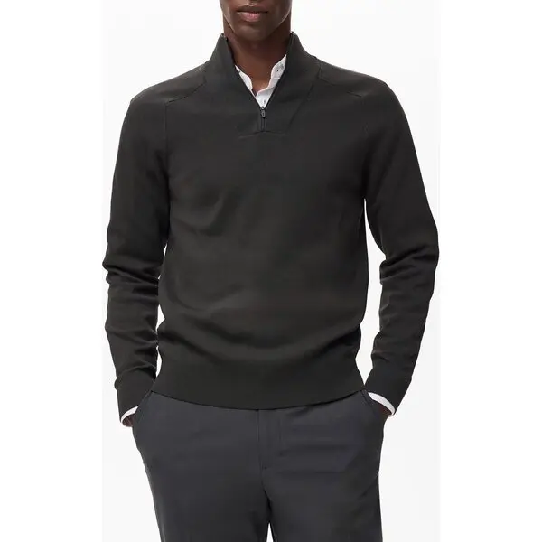 Mango Quarter Zip Thermoregulated Sweater - Dark Green