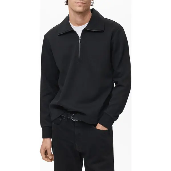 Mango Quarter Zip Cotton Sweatshirt
