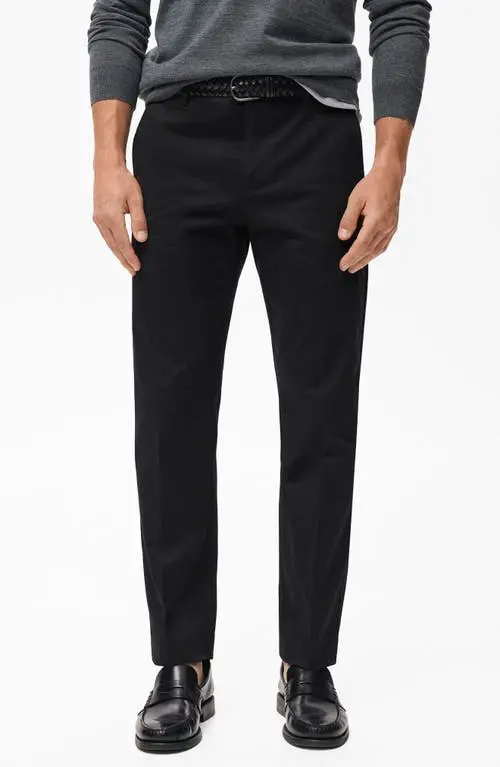 Mango Slim Fit Stretch Cotton Twill Pants - Navy