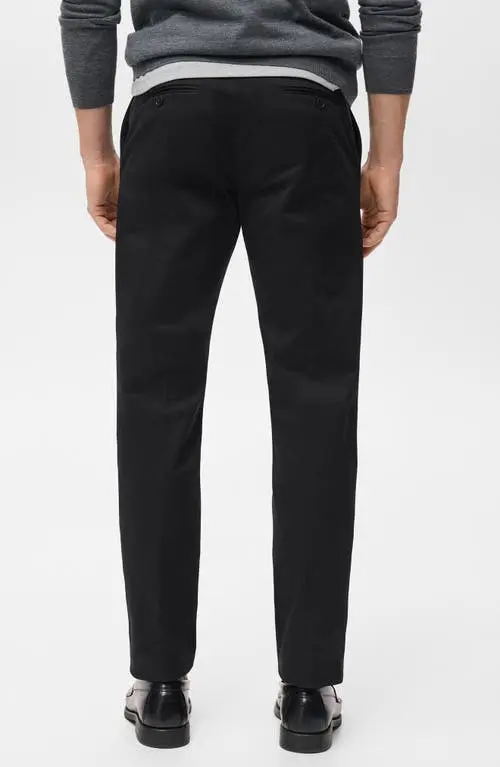 Mango Slim Fit Stretch Cotton Twill Pants - Navy