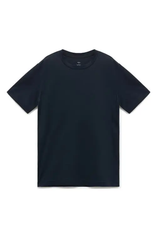 Mango Regular Fit Cotton Blend T-shirt - Navy