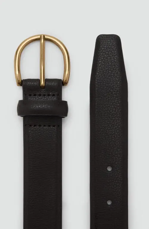 Mango Pebble Leather Belt - Dark Brown
