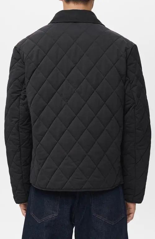 Mango Water Repellent Quilted Jacket - Black