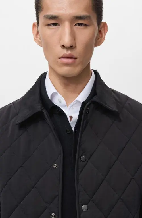 Mango Water Repellent Quilted Jacket - Black