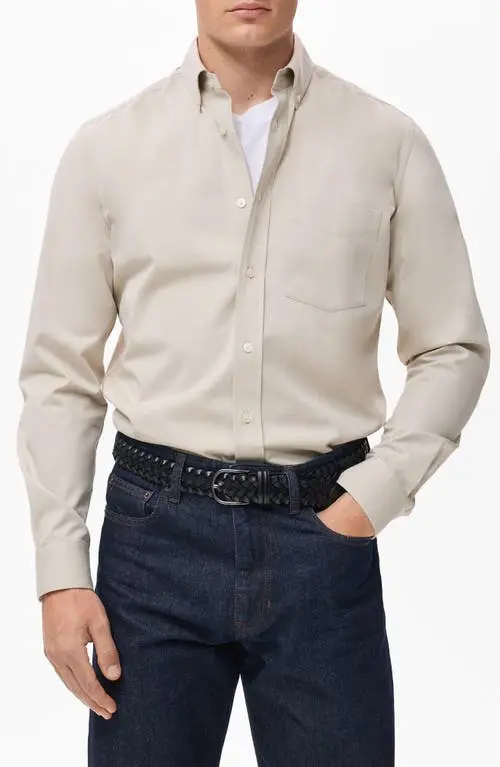 Mango Regular Fit Button Down Shirt - Ecru