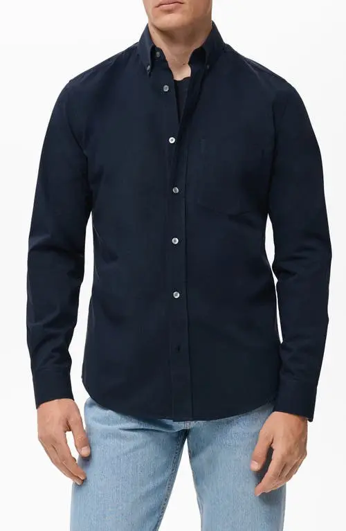 Mango Regular Fit Button Down Shirt - Navy