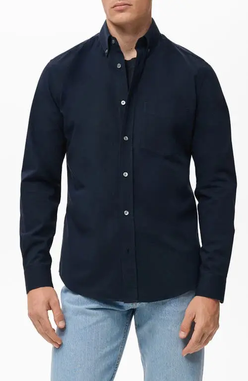 Mango Regular Fit Button Down Shirt - Navy