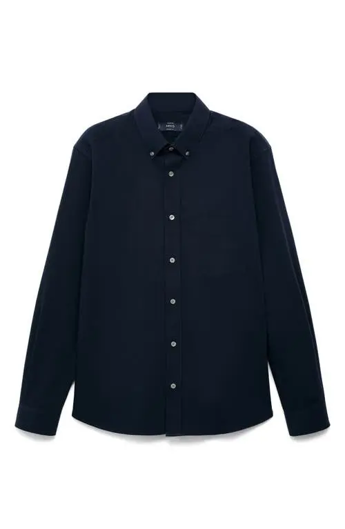 Mango Regular Fit Button Down Shirt - Navy