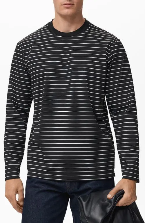 Mango Stripe Long Sleeve T-shirt - Black