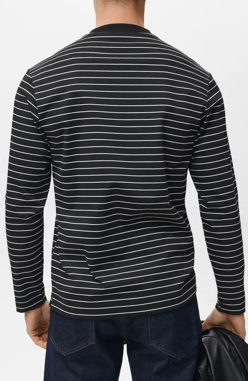 Mango Stripe Long Sleeve T-shirt - Black