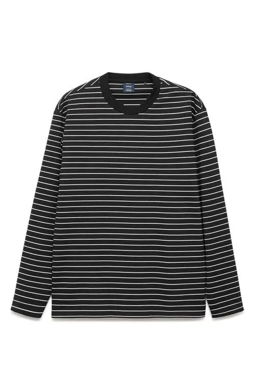Mango Stripe Long Sleeve T-shirt - Black
