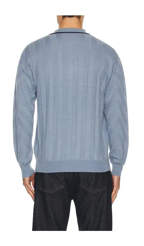 Scotch & Soda Structure Long Sleeve Polo In Blue - Infinity