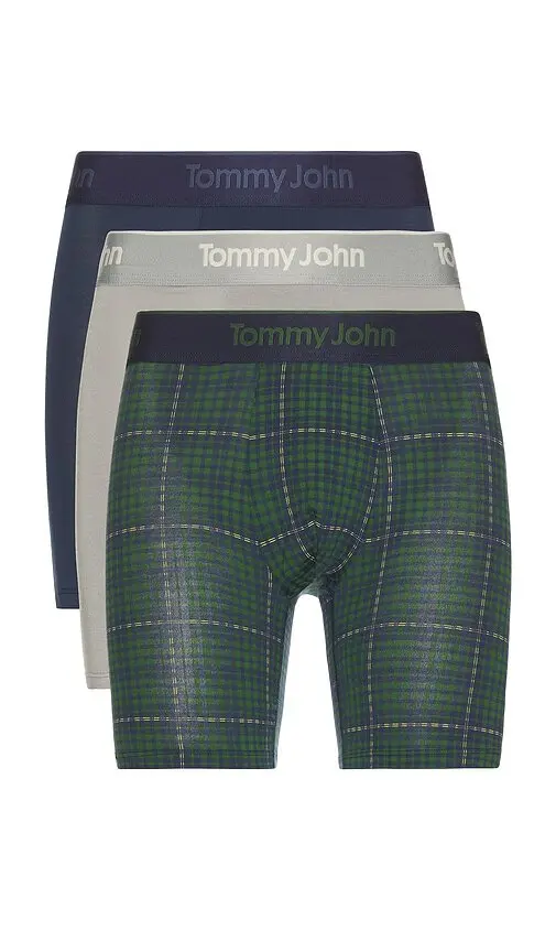Tommy John Second Skin Modal 3 Pack 6 Boxer Brief In Black,grey - Dress Blues  Monument  & Greener Pasture