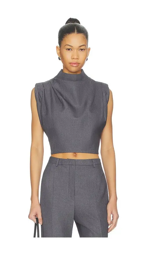 AEXAE Twill Clouched Crop Top