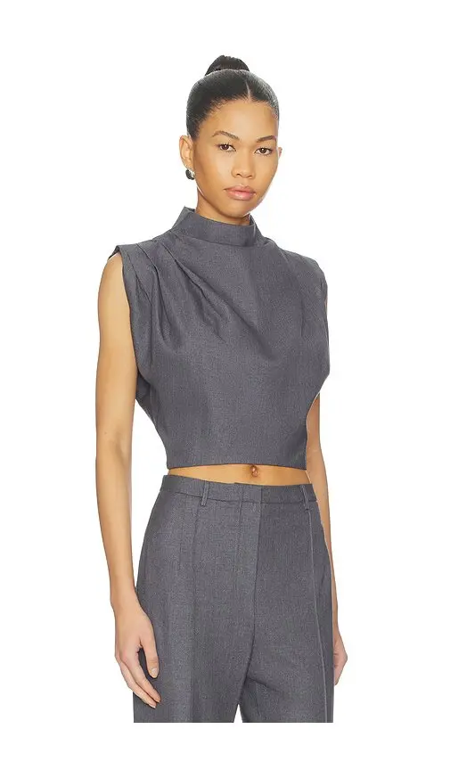 AEXAE Twill Clouched Crop Top
