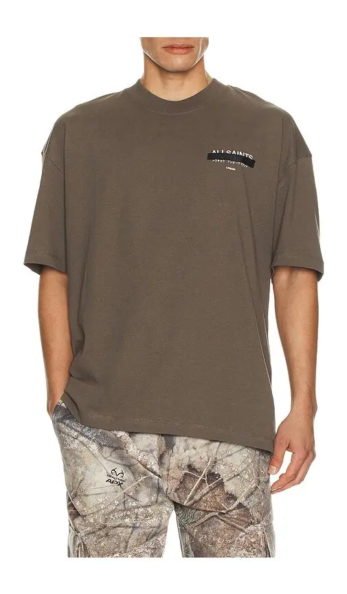 ALLSAINTS Redact Crew Tee In Taupe