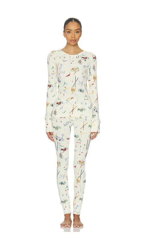 Polo Ralph Lauren Henley Pajama Set In Cream - Ski Print