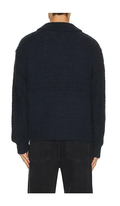 Obey Textured Rugby Polo In Navy - Dark Navy Multi