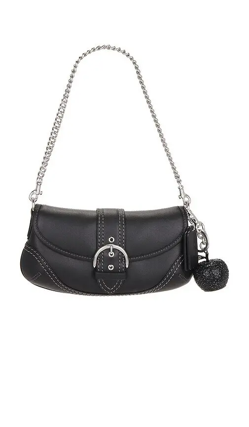 COACH Small Crystal Apple Bag Charm - Black