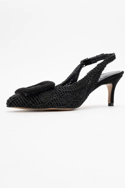 PROLOGUE SHOES Ensley Knitted Pointed Toe Pumps