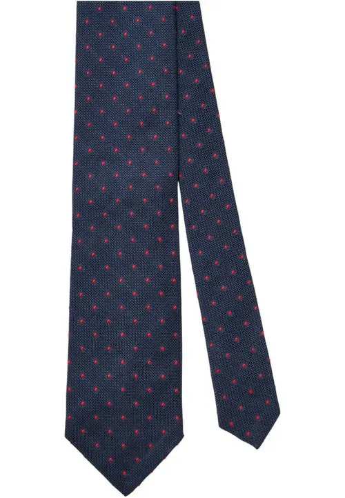 Robert Talbott Duvall Spot Grenadine Silk Necktie - Navy/red