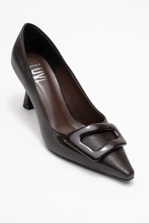 PROLOGUE SHOES Astra Buckle Pointed-toe Pumps - Brown