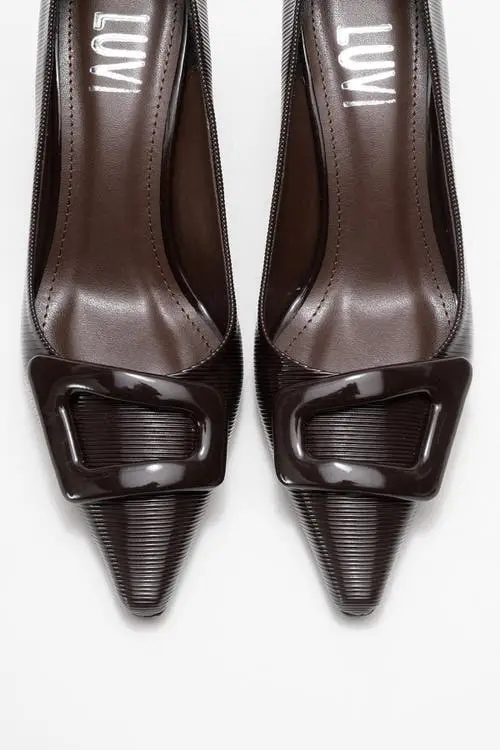 PROLOGUE SHOES Astra Buckle Pointed-toe Pumps - Brown