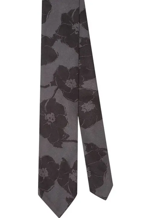 Robert Talbott Duvall Large Floral Jacquard Unlined Necktie - Gray