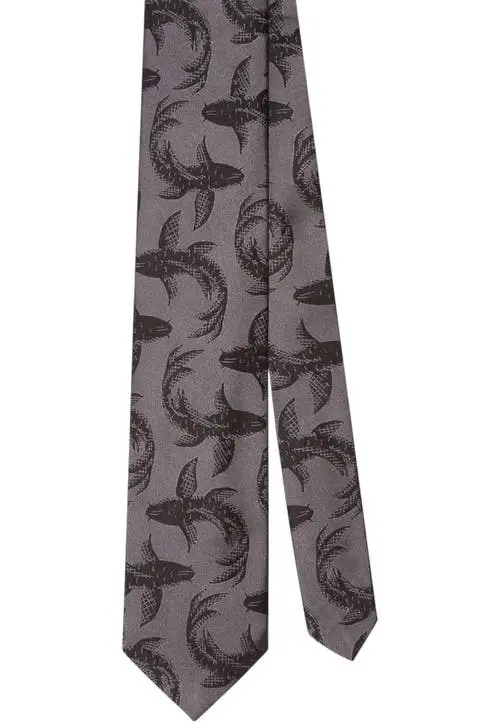 Robert Talbott Koi Fish Jacquard Necktie - Gray