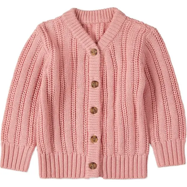 MINIMOI Oversized Cable-knit Cardigan Sweater - Pink