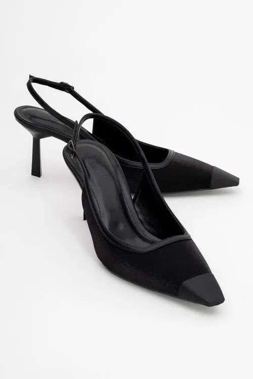 PROLOGUE SHOES Alive Satin Slingback Pumps - Black Satin