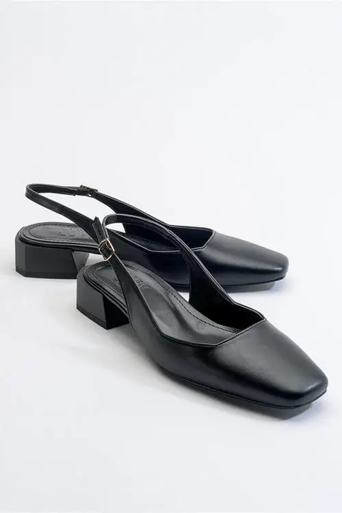 PROLOGUE SHOES Round Toe Slingback Pumps - Black