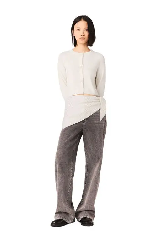Maje Jeweled Bow-button Cardigan - Ecru