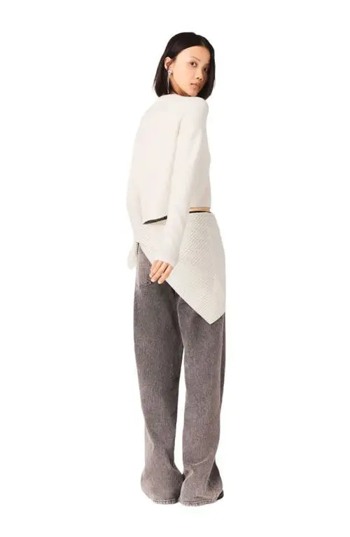 Maje Jeweled Bow-button Cardigan - Ecru