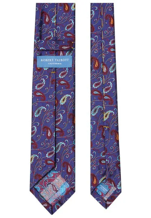 Robert Talbott Newman Pine Paisley Necktie - Blue