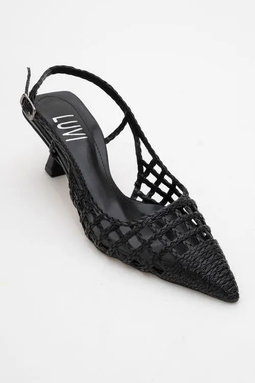PROLOGUE SHOES Heaven Knitted Pointed Toe Pumps - Black