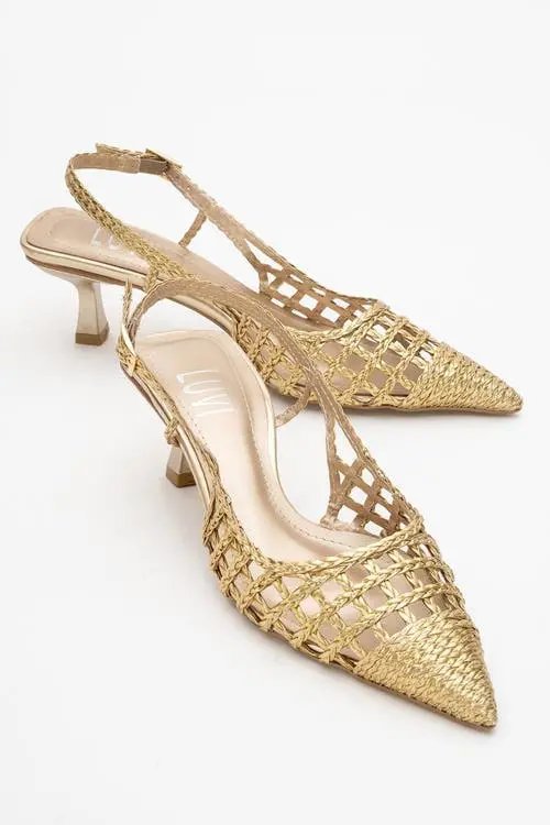 PROLOGUE SHOES Heaven Knitted Pointed Toe Pumps - Gold