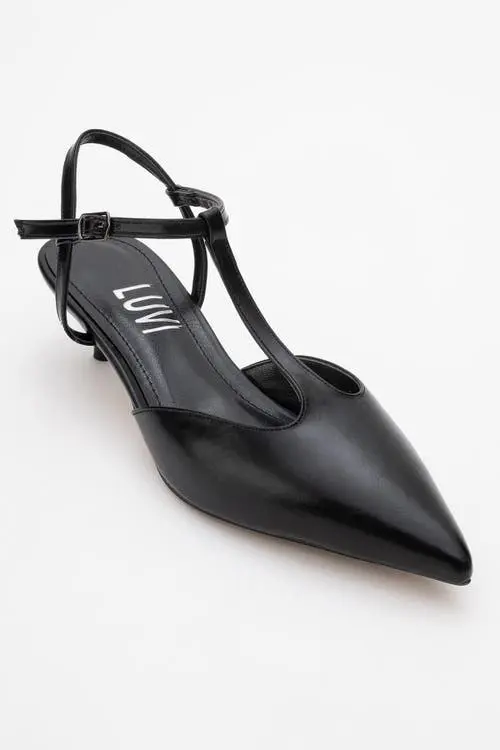 PROLOGUE SHOES Asher Pointed Toe Slingback Pump - Black