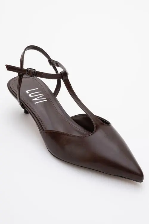 PROLOGUE SHOES Asher Pointed Toe Slingback Pump - Brown