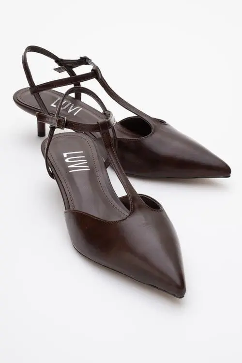 PROLOGUE SHOES Asher Pointed Toe Slingback Pump - Brown