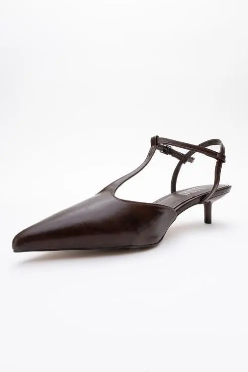 PROLOGUE SHOES Asher Pointed Toe Slingback Pump - Brown
