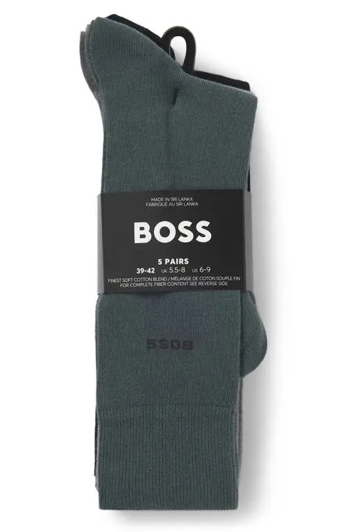 BOSS Solid Cotton Blend Dress Socks Pack Of 5