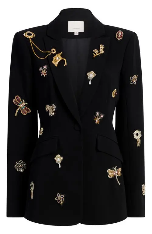 Cinq À Sept Beaded Brooches Crepe Jacket