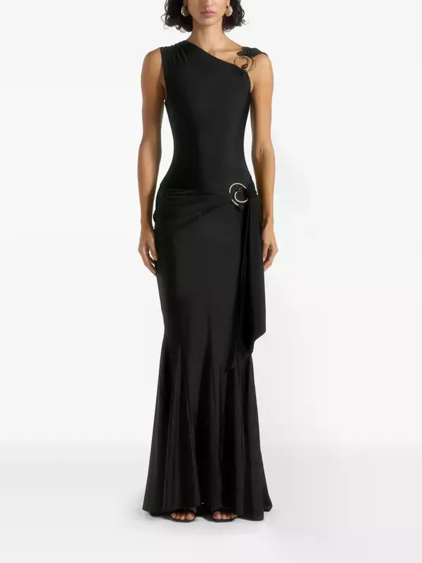 Manière De Voir Maniere De Voir Asymmetric Draped Maxi Dress - Black