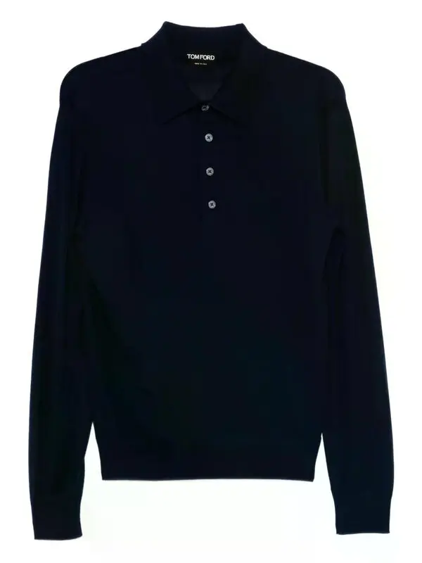 TOM FORD Wool Polo Shirt - Blue