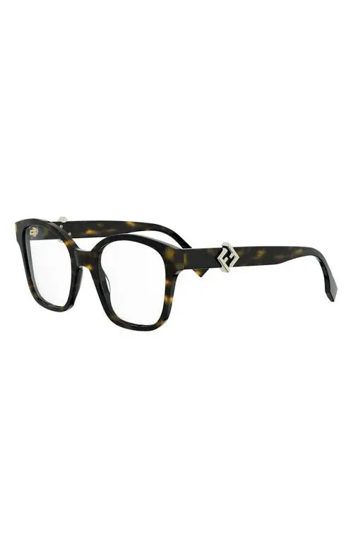 Fendi Ff Diamonds 52mm Square Optical Glasses