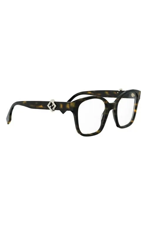 Fendi Ff Diamonds 52mm Square Optical Glasses